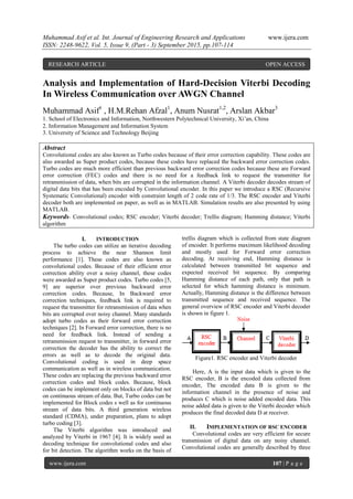 Analysis and Implementation of Hard-Decision Viterbi Decoding In Wireless Communication over ...