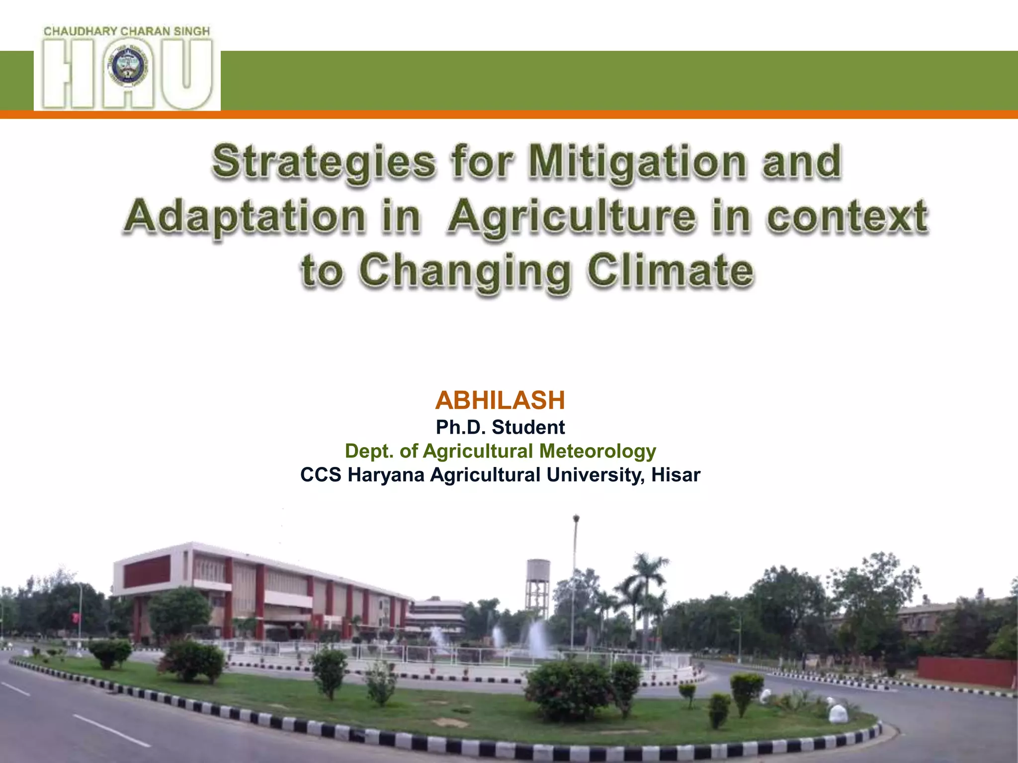 Strategies for Mitigation and Adaptation in Agriculture in context to ...