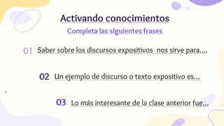 Presentación del Discurso Expositivo con ejemplos | PPTX