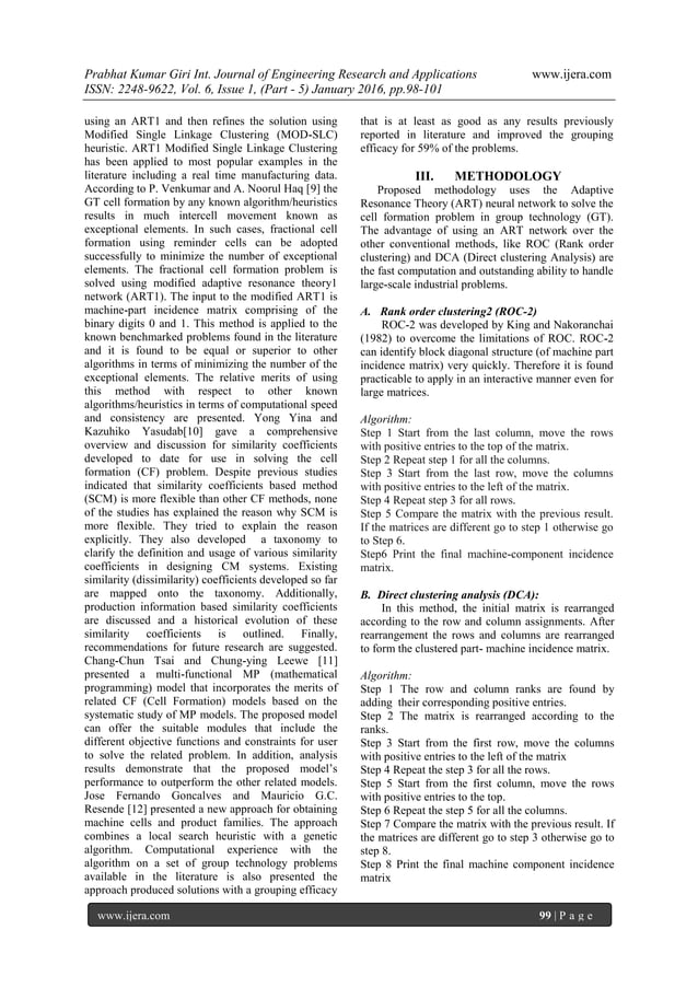 Comparison of Cell formation techniques in Cellular manufacturing using three cell formation ...