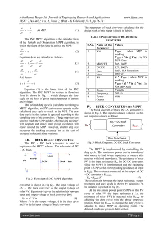 Performance evaluation of Maximum Power Point Tracking algorithm with buck dc-dc converter for ...