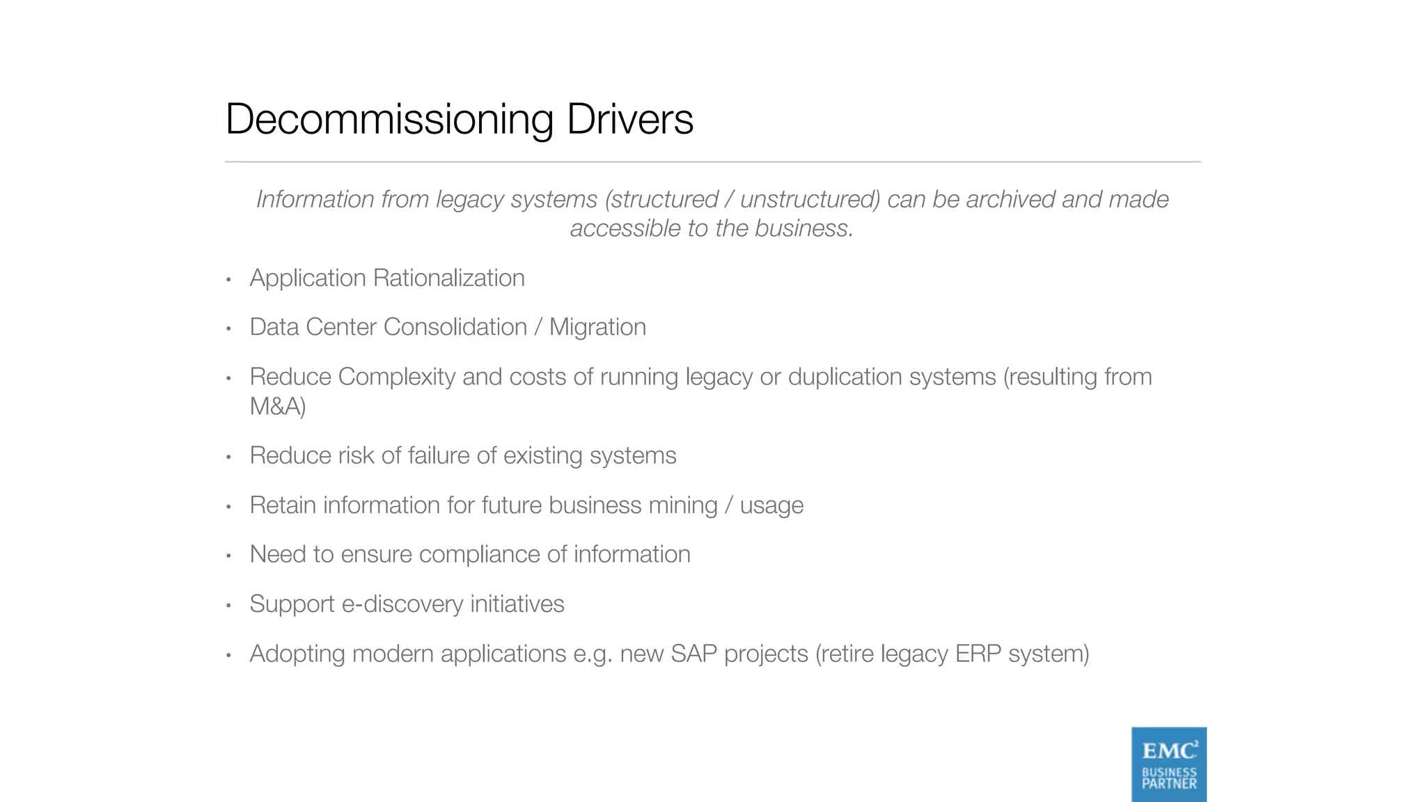 EMC InfoArchive Overview: Offered by Sigma | PDF