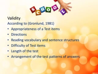 Criteria of a good test | PPTX