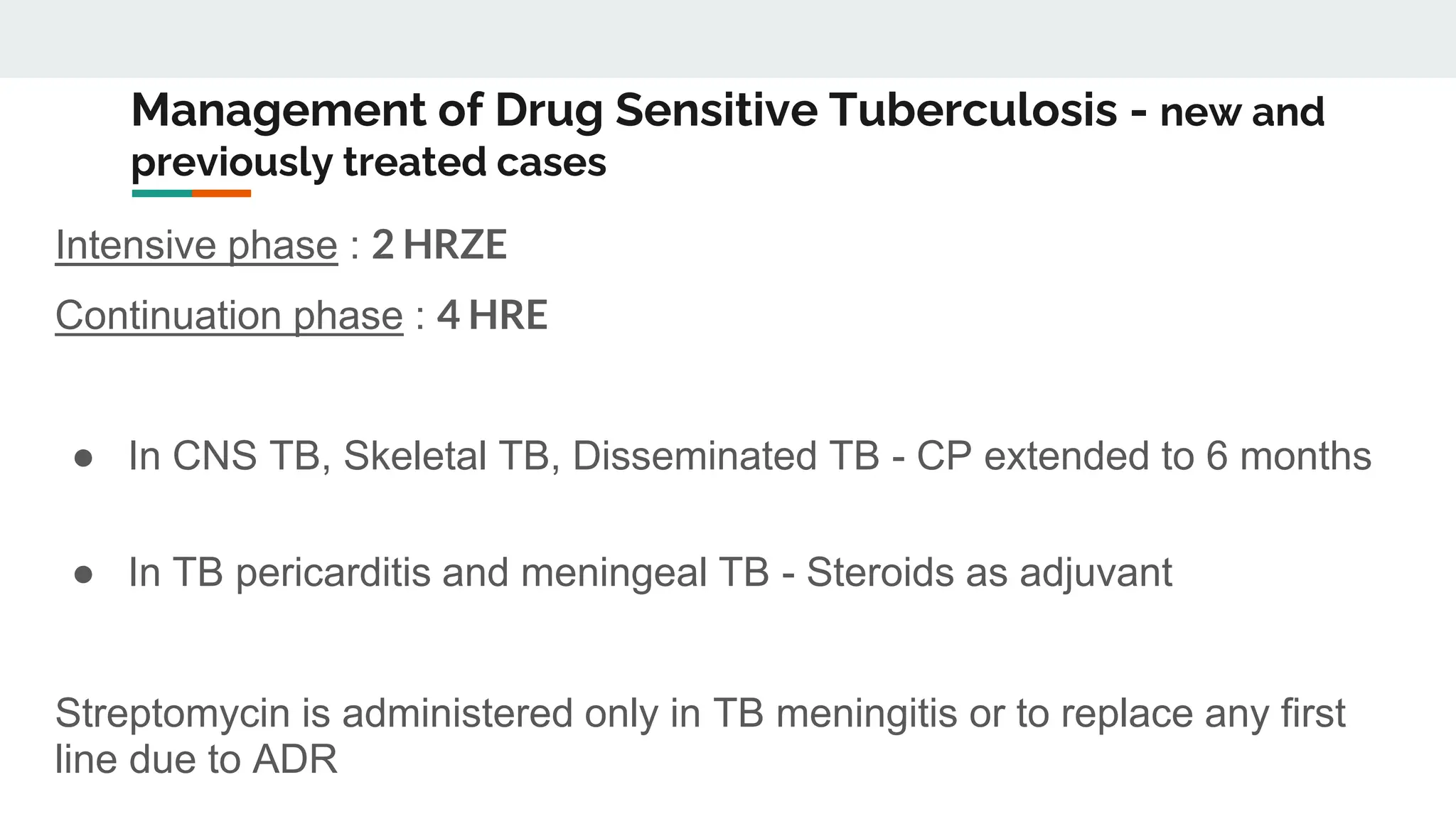 MANAGEMENT OF TB: Two phase chemotherapy, General plan, Management of ...