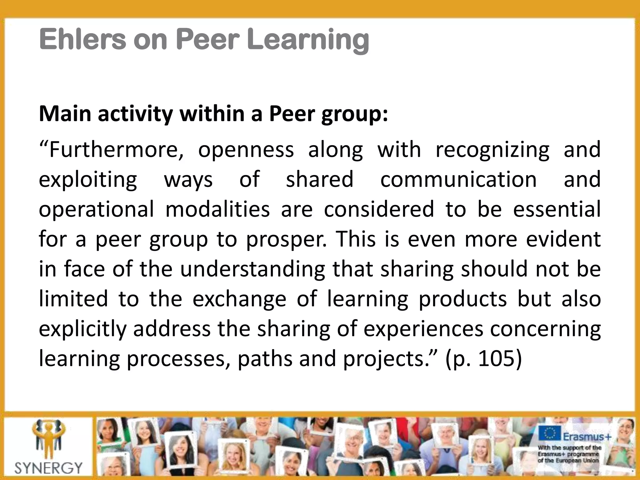 SYNERGY Induction to Pedagogy Programme - Criteria of Peer Learning (ENGLISH) | PDF