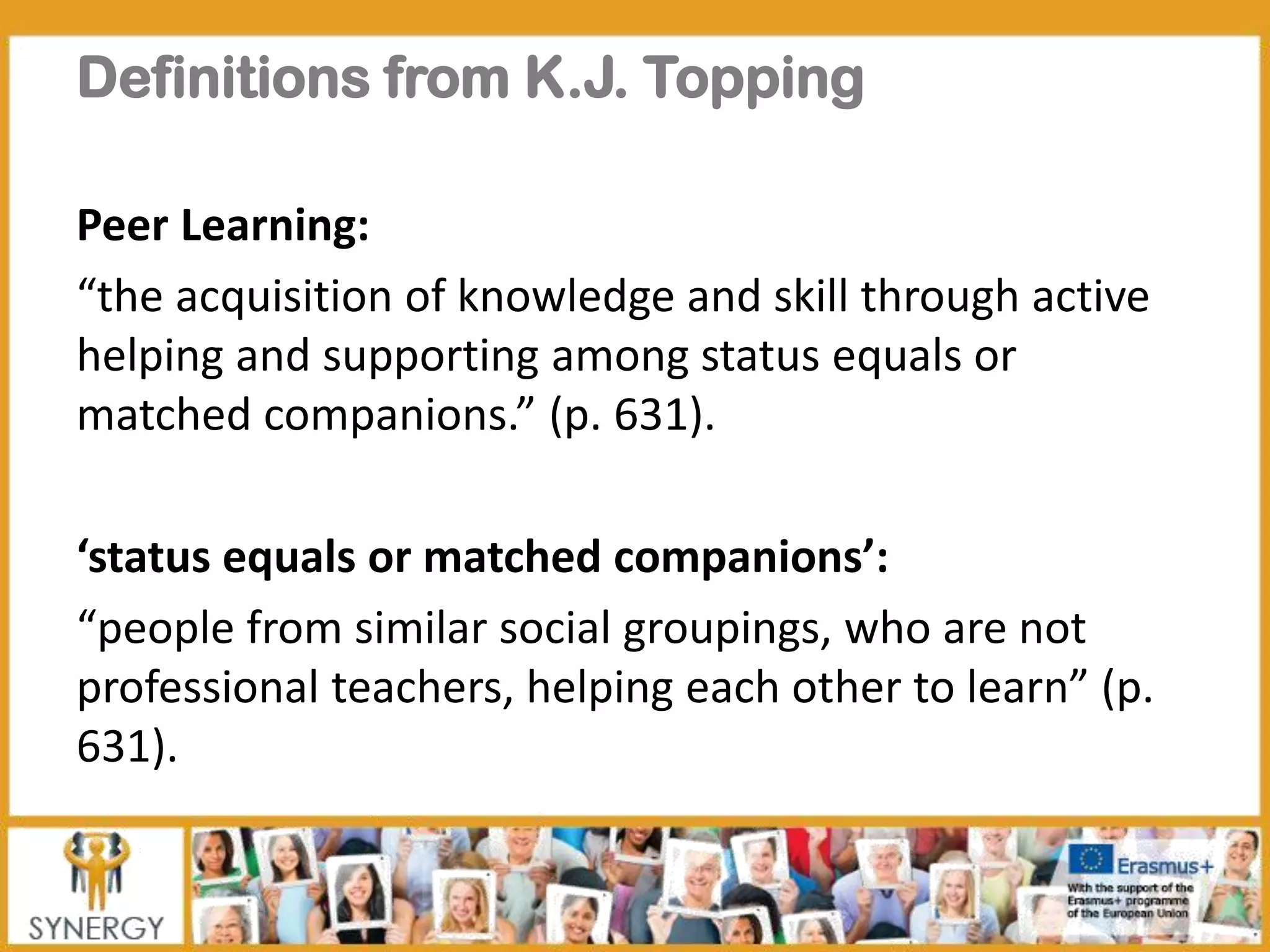 SYNERGY Induction to Pedagogy Programme - Criteria of Peer Learning ...