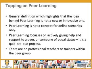 SYNERGY Induction to Pedagogy Programme - Criteria of Peer Learning (ENGLISH) | PDF