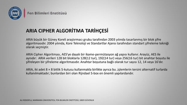 Aria 256 Cipher | PPTX