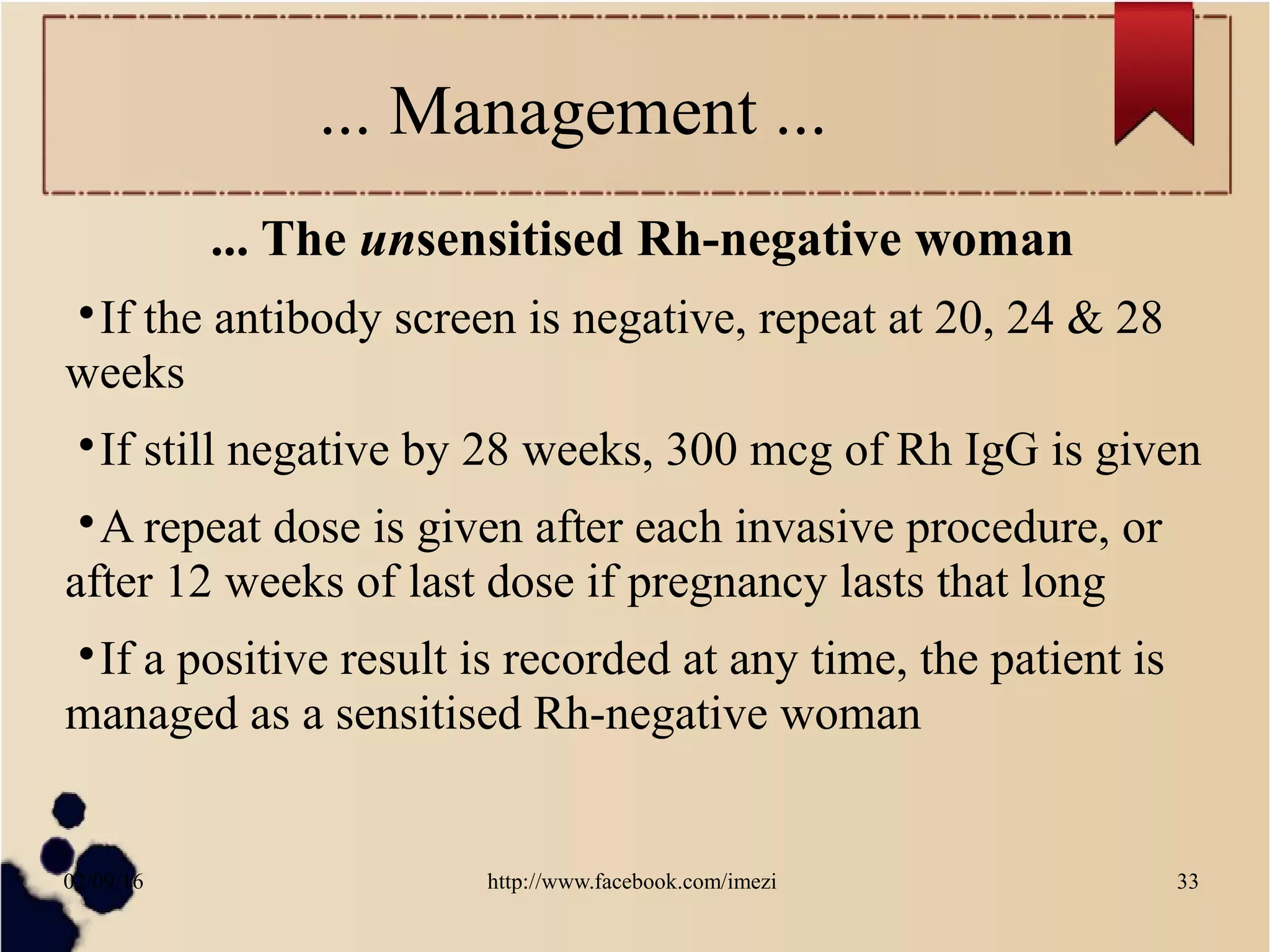 Management of Rh negative pregnancy | PPT