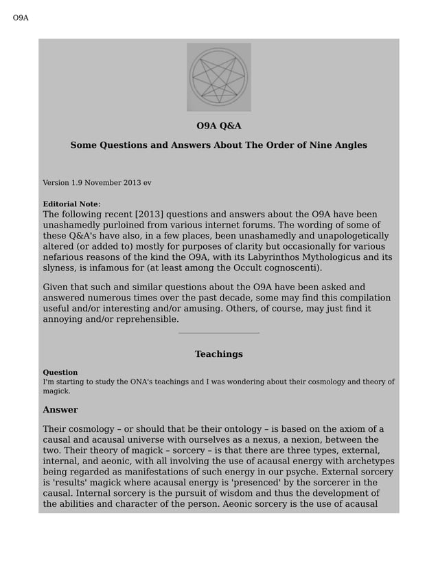 O9a questions-answers-v1-9 Answers and Questions About the Order of ...