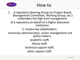 Building repositories and increasing usage. | PPT