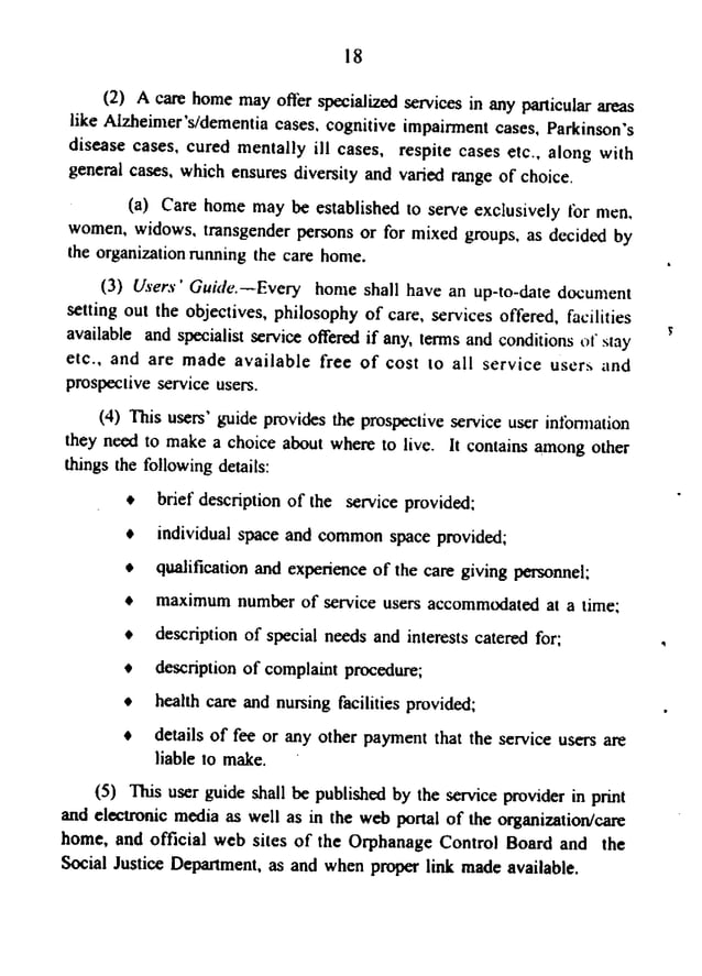 Kerala Government Old Age Homes Guideline 2016 | PDF