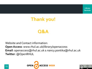 Open Access Publishing: Understanding the implications for the Arts and Humanities | PPTX