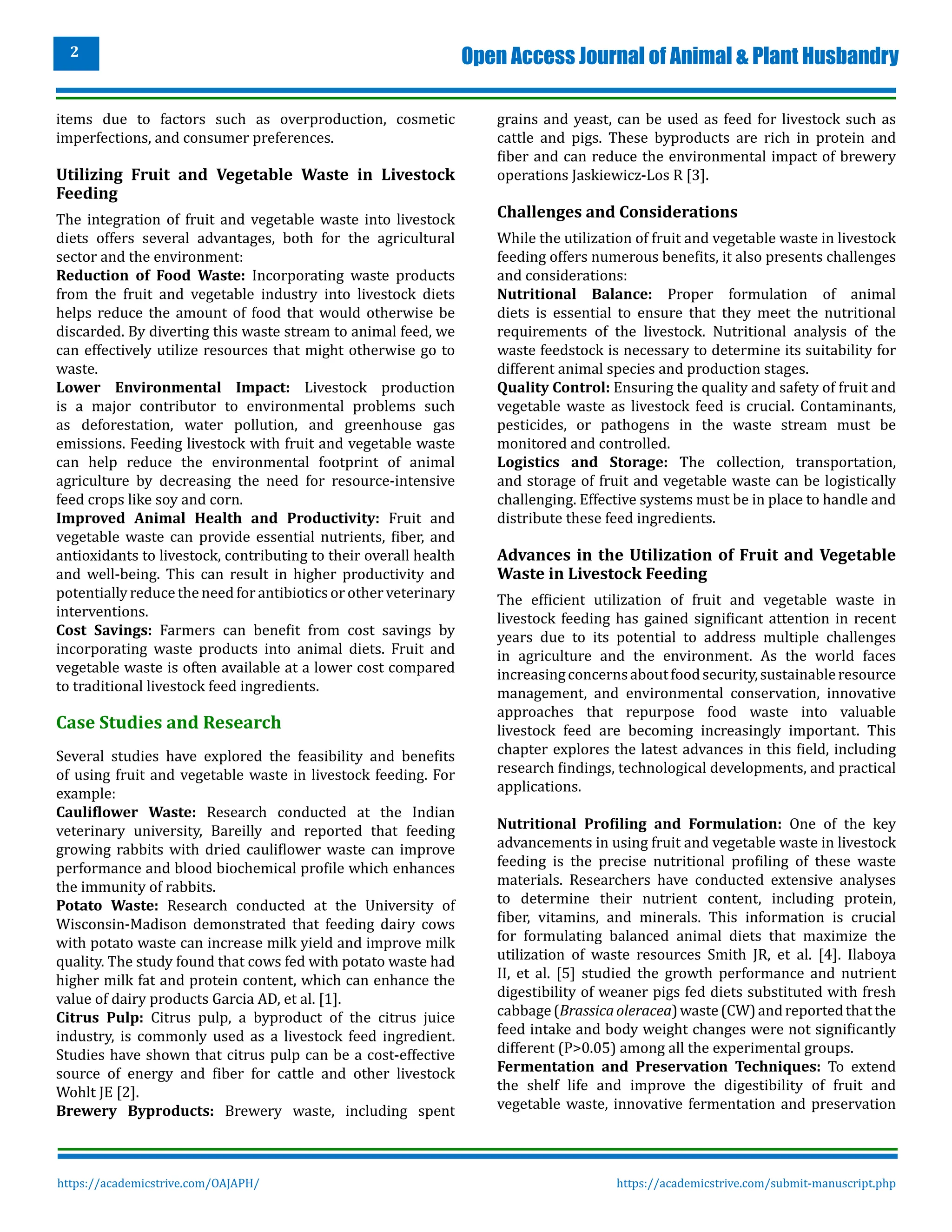 Advances in the Utilization of Fruit and Vegetable Waste in Livestock ...