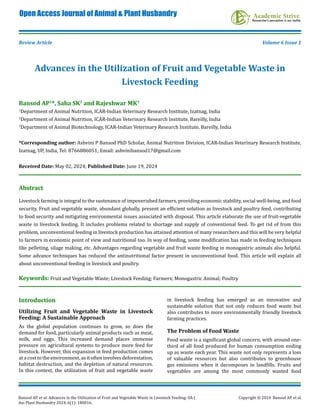 Advances in the Utilization of Fruit and Vegetable Waste in Livestock ...