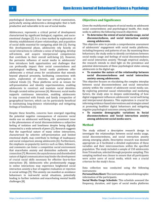 Digital Isolation: Social Disconnectedness and Interaction Anxiety among Adolescent Social Media ...