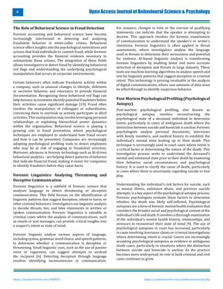 Forensic Analysis of Serial Offender Behavior: A Study of Psychological ...