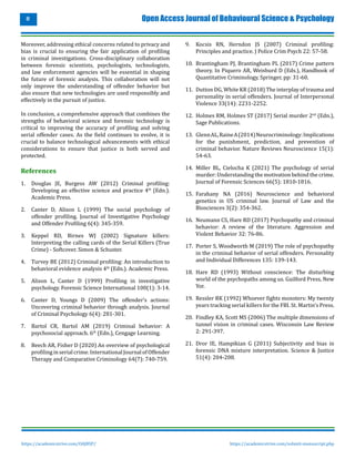 Forensic Analysis of Serial Offender Behavior: A Study of Psychological ...