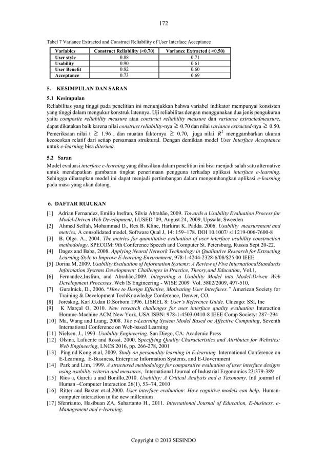 MODEL EVALUASI PENGGUNA INTERFACE E-LEARNING | PDF