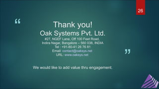 Bangalore based Test automation and Testing service Company - Oak ...