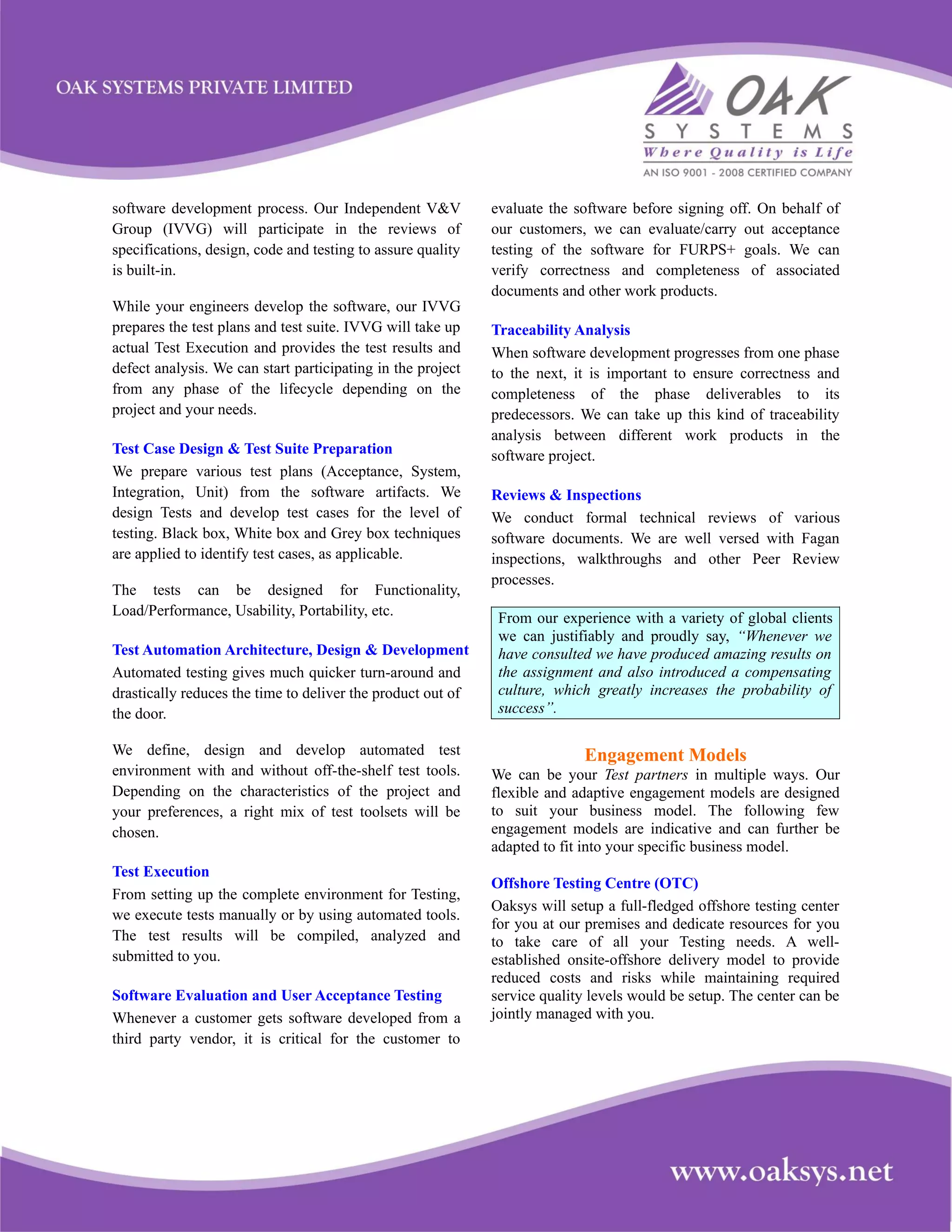 Oak testing profile2013 | PDF