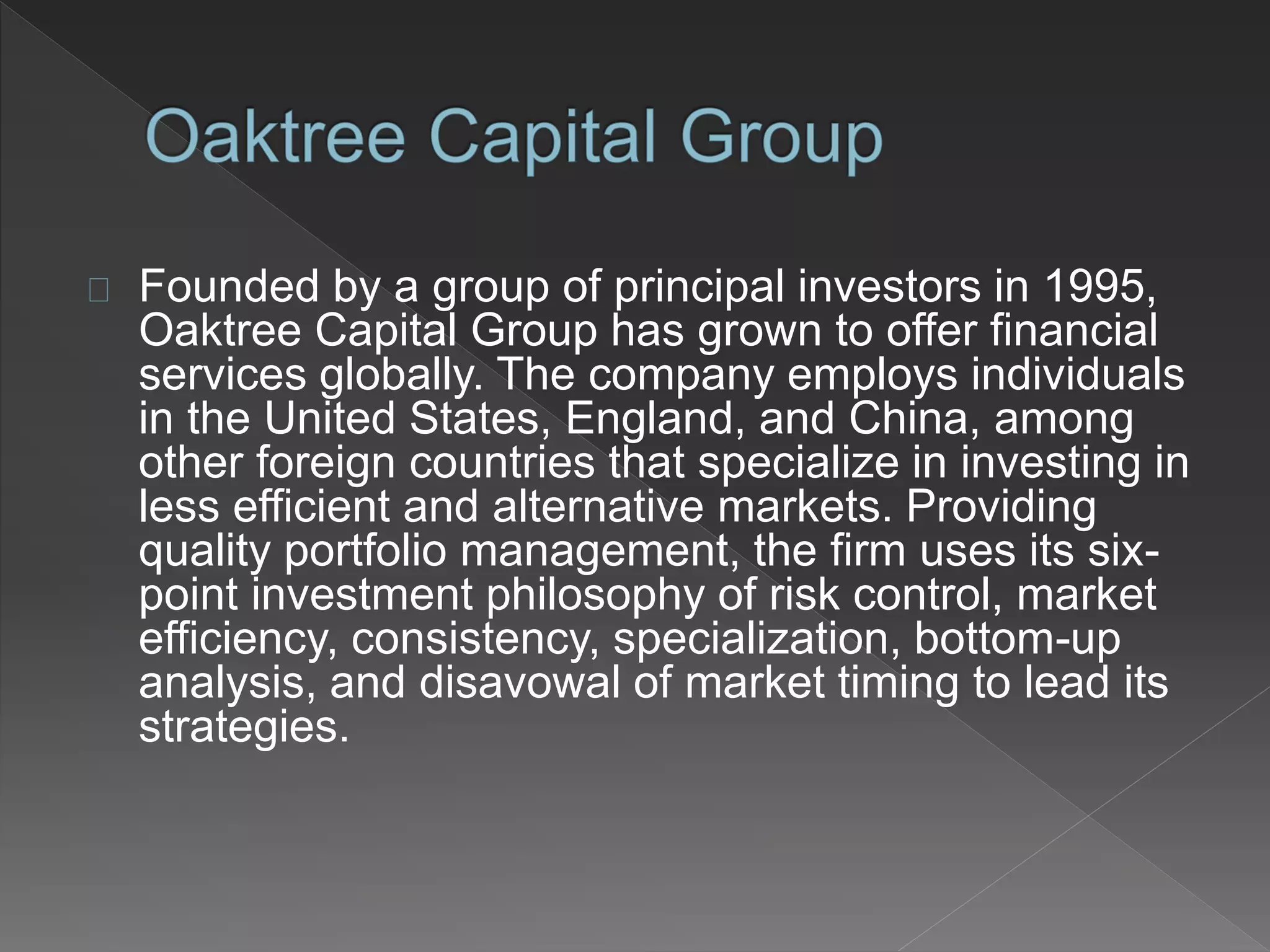 Oaktree Capital Group’s Investment Portfolio | PPT
