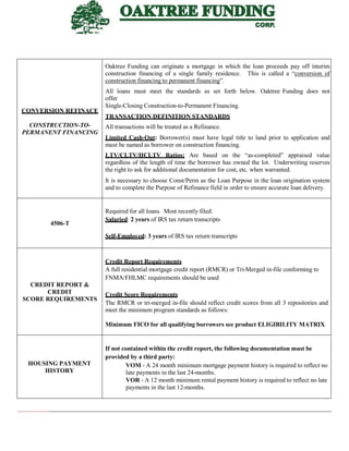 Oaktree funding platinum_jumbo_product_guidelines non conforming | PDF