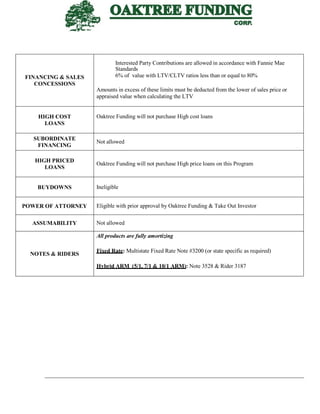 Oaktree funding platinum_jumbo_product_guidelines non conforming | PDF