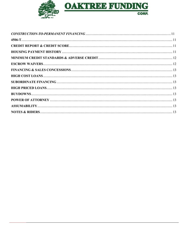 Oaktree funding platinum_jumbo_product_guidelines non conforming | PDF