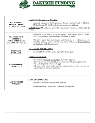 Oaktree funding platinum_jumbo_product_guidelines non conforming | PDF