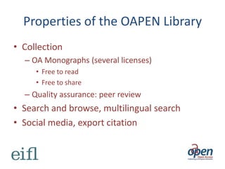 OA academic book publishing – OAPEN Library and DOAB | PPTX | Publishing Industry | Industries