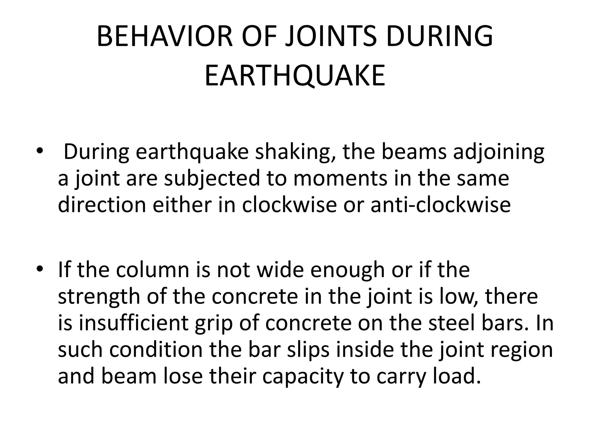 seismic behaviour of beam column joint | PPTX