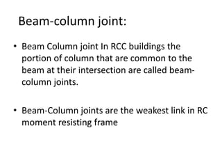 seismic behaviour of beam column joint | PPTX