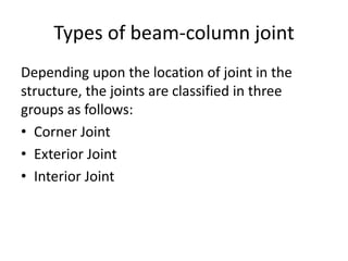 seismic behaviour of beam column joint | PPTX
