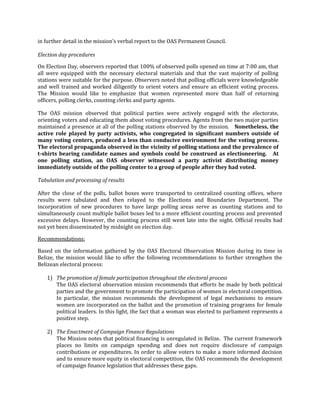 Preliminary Statement of OAS on Belize's 2012 Election | PDF