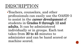 Occupational Aptitude Survey and Interest Schedule | PPTX