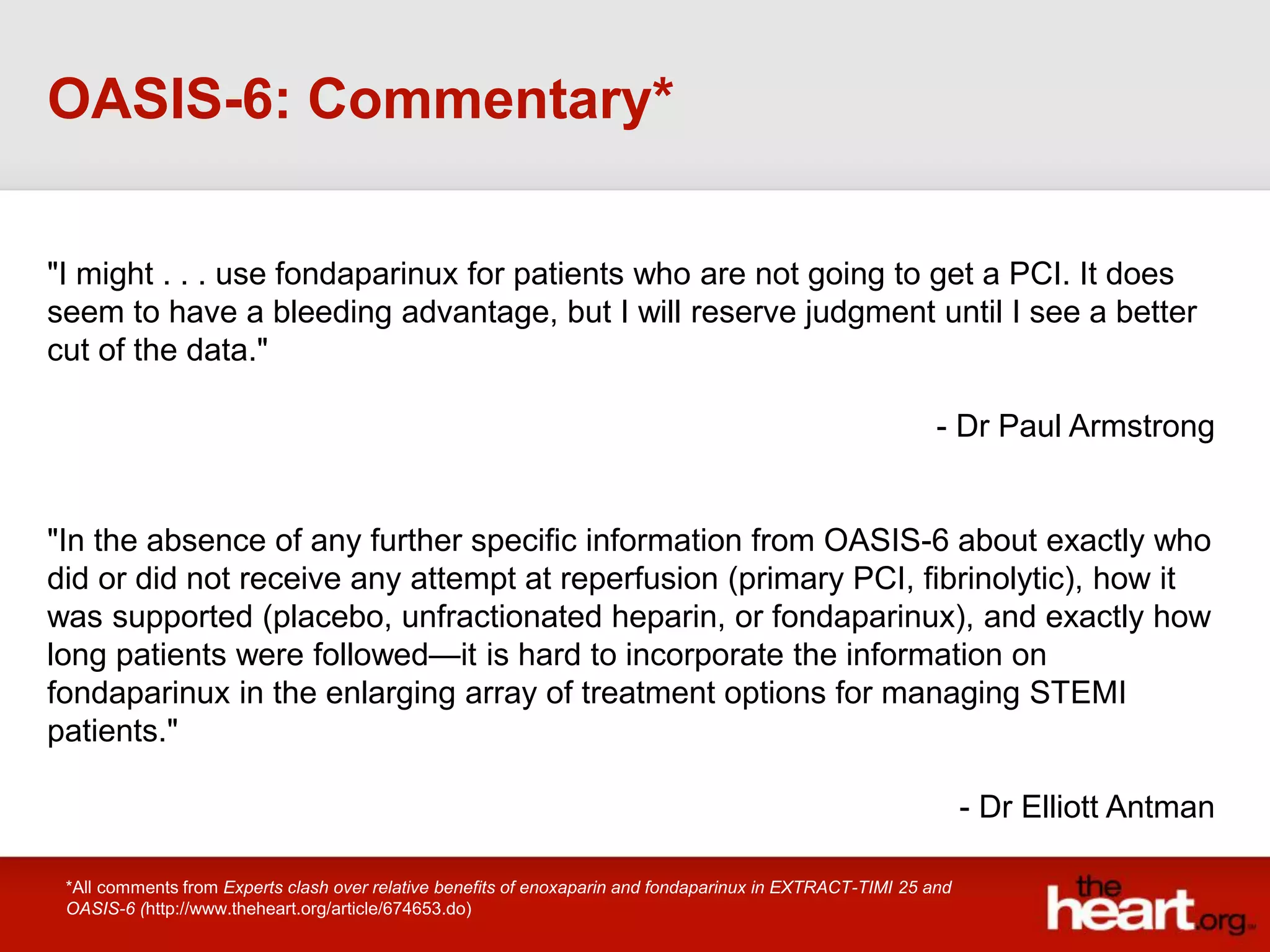 OASIS-6 trial - Summary & Results at ACC | PDF