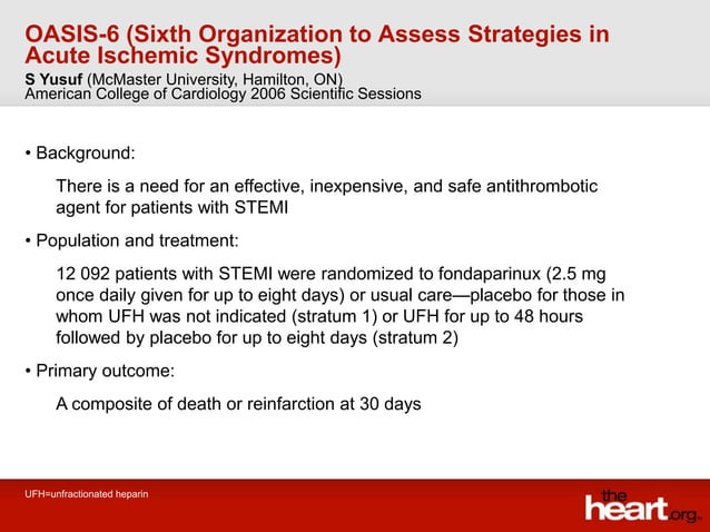 OASIS-6 trial - Summary & Results at ACC | PDF | Heart and ...