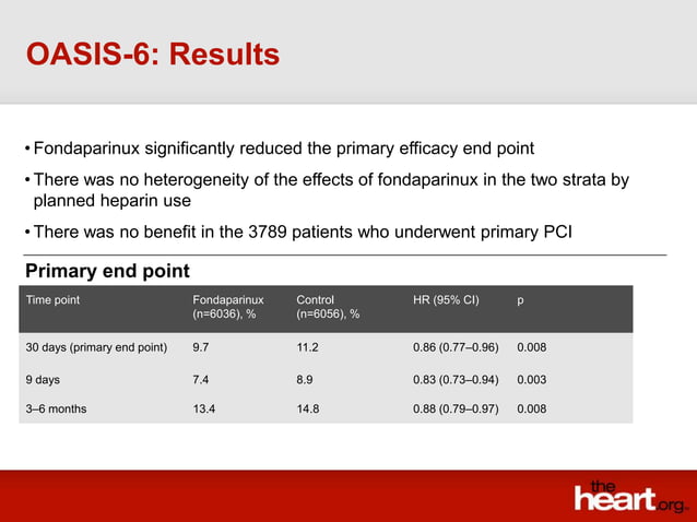 OASIS-6 trial - Summary & Results at ACC | PDF | Heart and ...