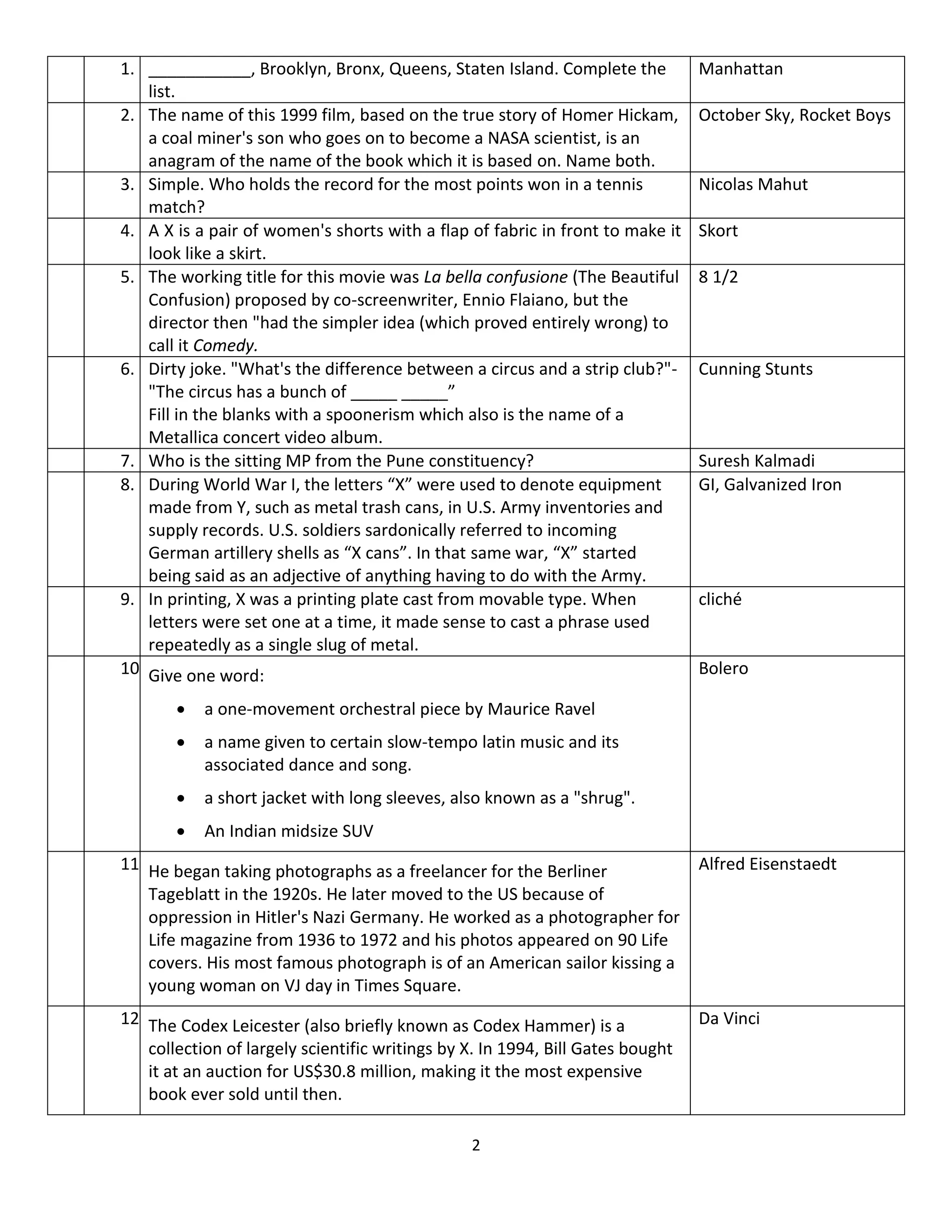 Oasis Quiz Lone Wolf Edition - Answers | PDF