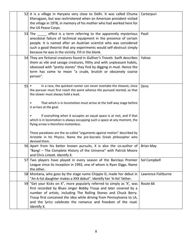 Oasis Quiz Lone Wolf Edition - Answers | PDF