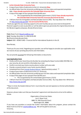 Oas rowe fund financial aid for international students in the us | PDF