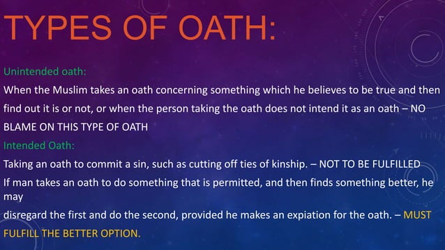 Oath and vows | PPTX | Islam | Religion & Spirituality