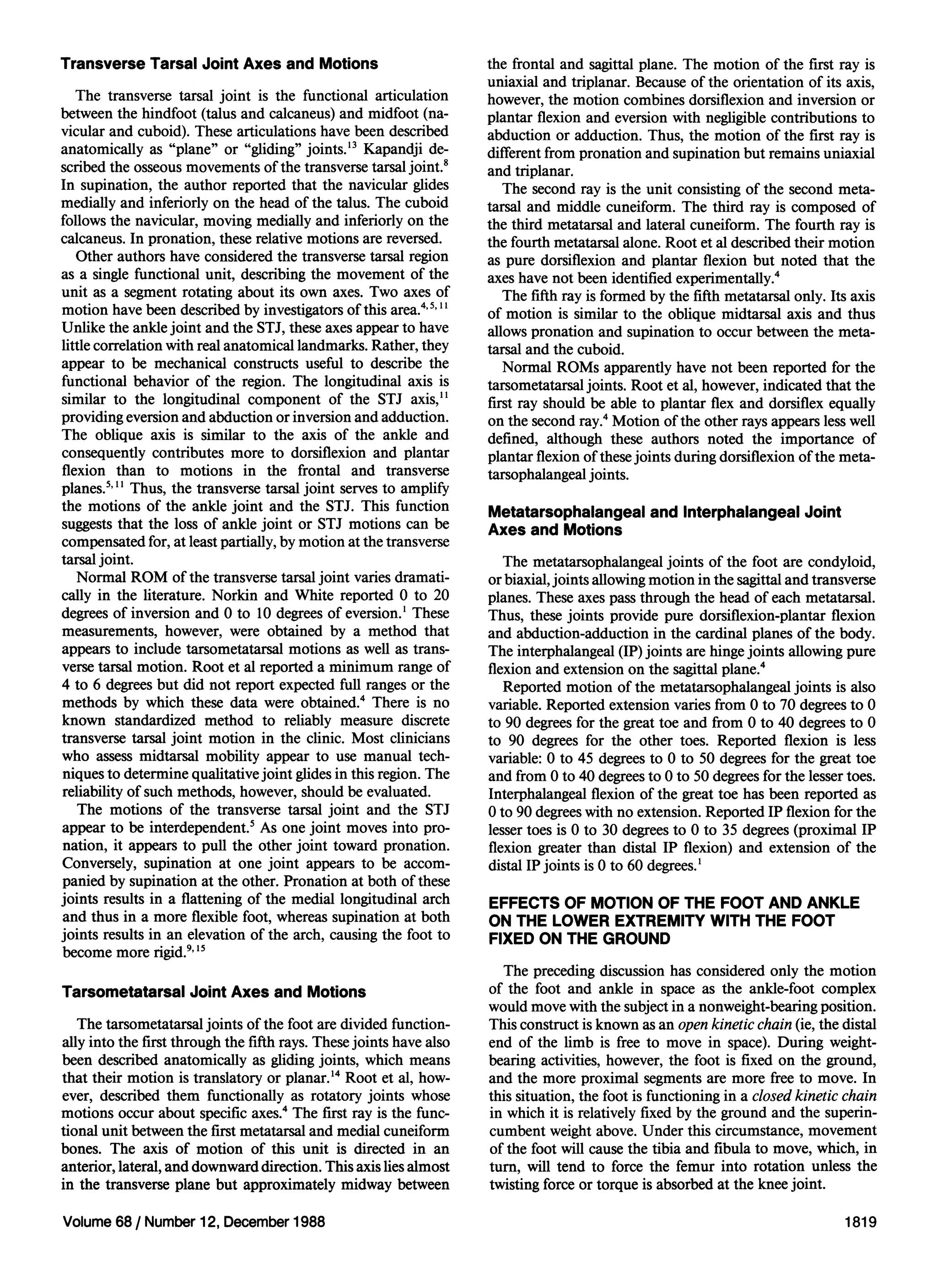 Oatis c, 1998 biomechanics of the foot and ankle | PDF