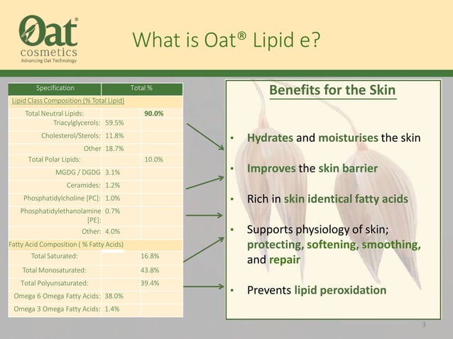 Oat Lipid e 0215 | PPTX | Skin Care | Beauty