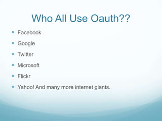 Oauth 2.0 | PPTX | Internet | Computing