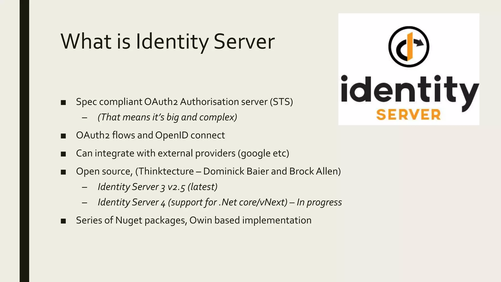 OAuth2 and IdentityServer3 | PPT