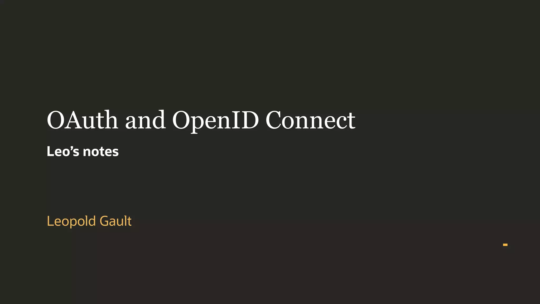 OAuth OpenID Connect | PPT