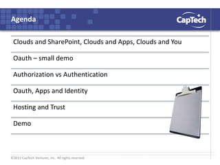 Oauth and SharePoint 2013 Provider Hosted apps | PPTX | Cloud Computing | Internet