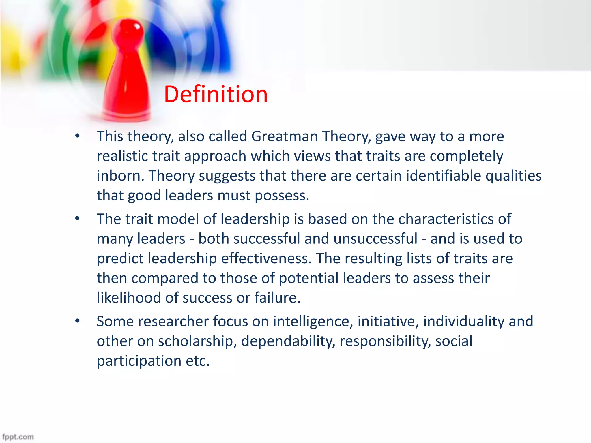 Trait Theory of Leadership | PPTX